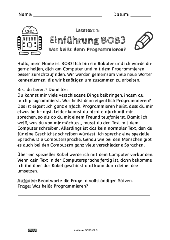 Programmieren lernen in der Grundschule - B·O·B·3